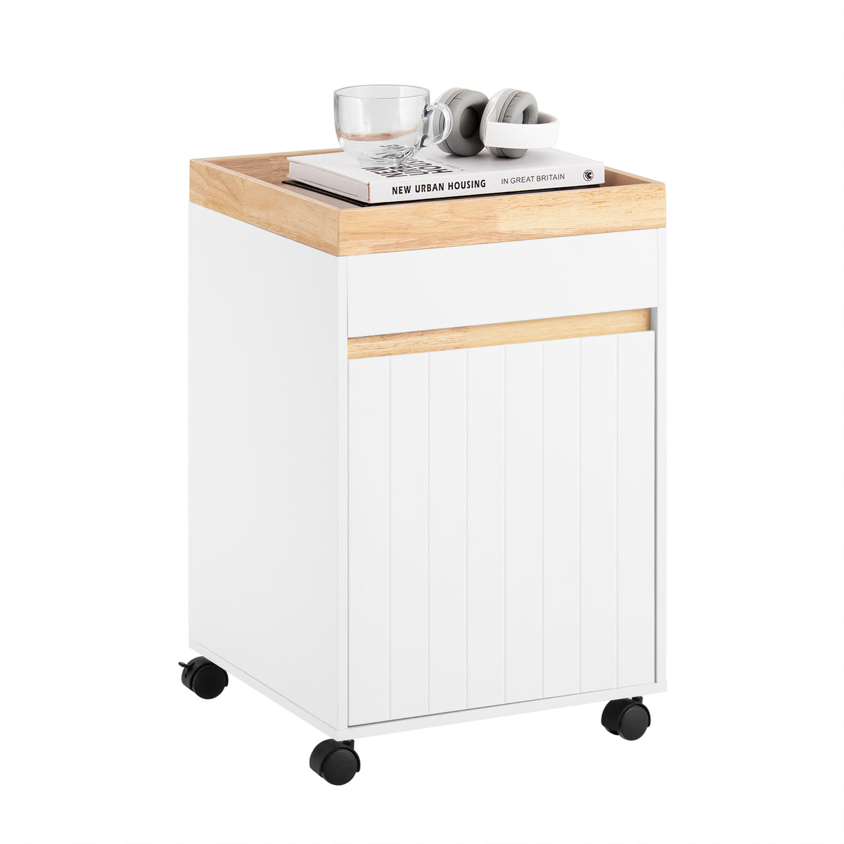 Sobuy ASK03-W, Home Office Mobile File Cabinet Desk Side File Storage ...