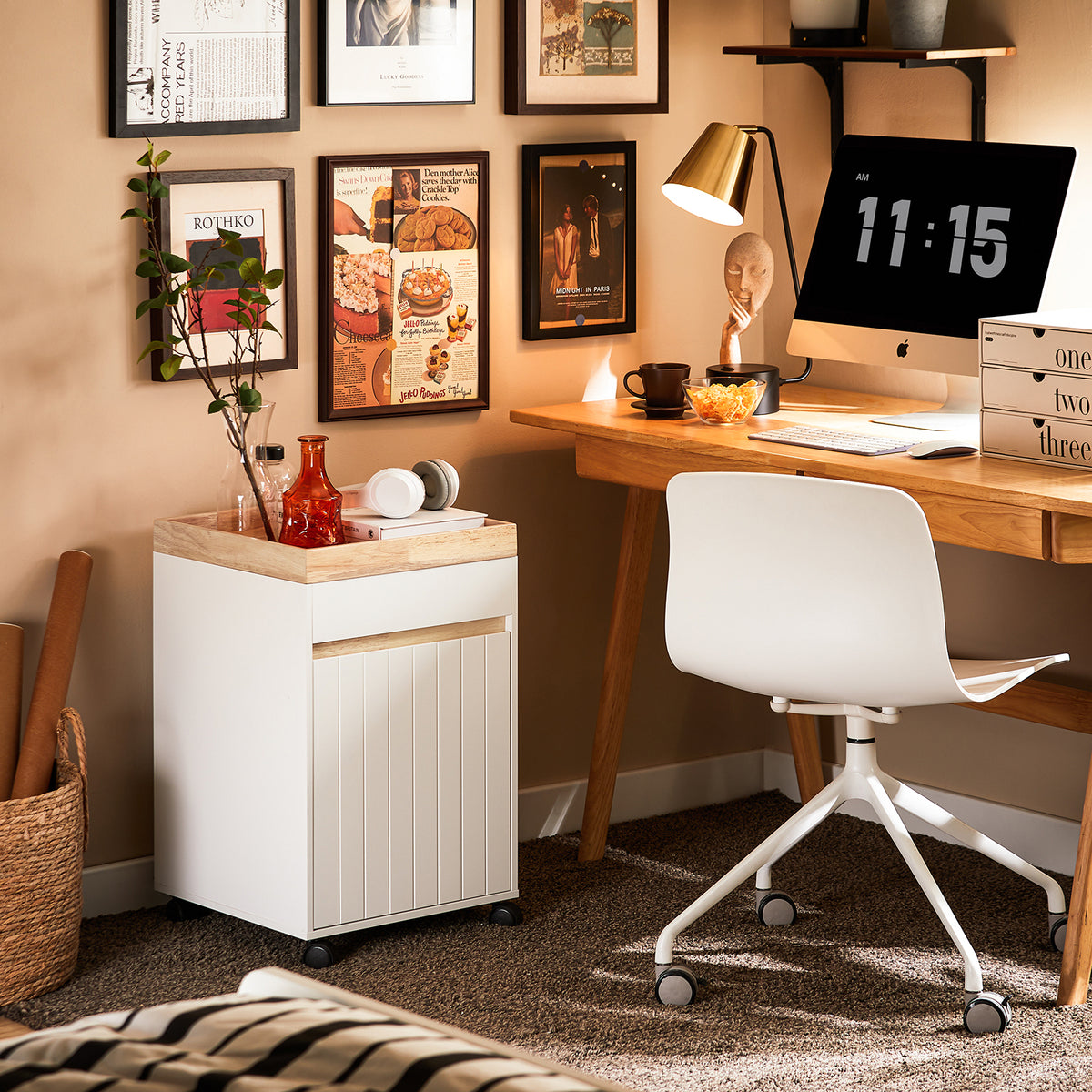 Sobuy ASK03-W, Home Office Mobile File Cabinet Desk Side File Storage ...