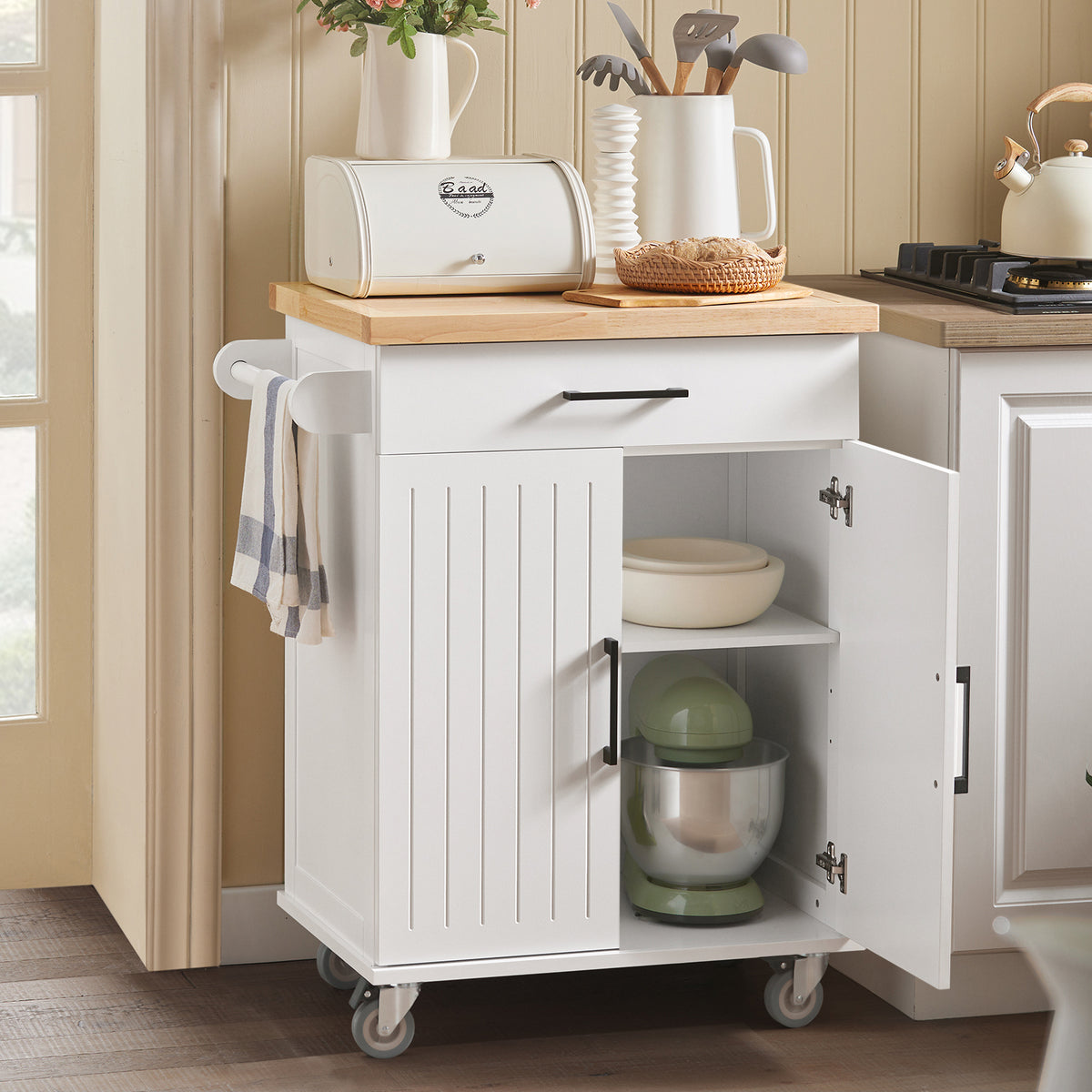 SoBuy FKW119-WN, Kitchen Storage Trolley Mobile Kitchen Cabinet Cupboa ...