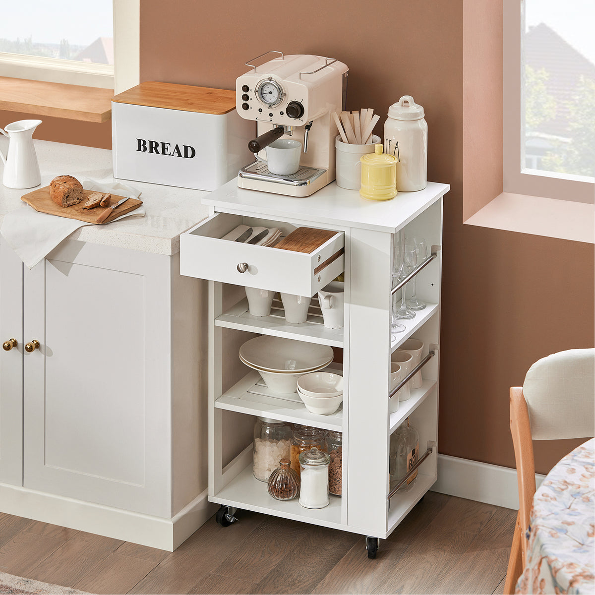 SoBuy FKW12-II-W, Kitchen Trolley Cart Kitchen Storage Trolley Serving ...