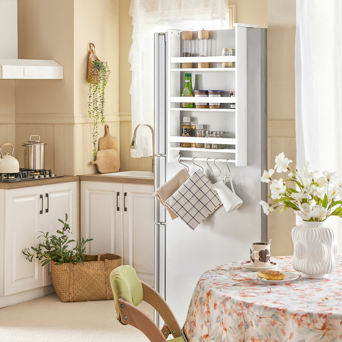 SoBuy FRG150-W, Refrigerator Hanging Shelf, 3 Tiers Kitchen Shelf Spic ...