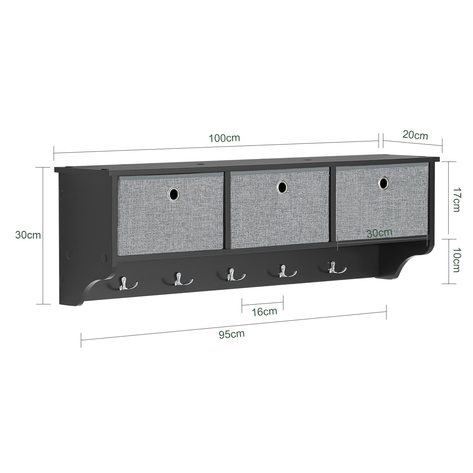 SoBuy FRG282-SCH, Wall Coat Rack Wall Shelf Wall Storage Cabinet Unit ...