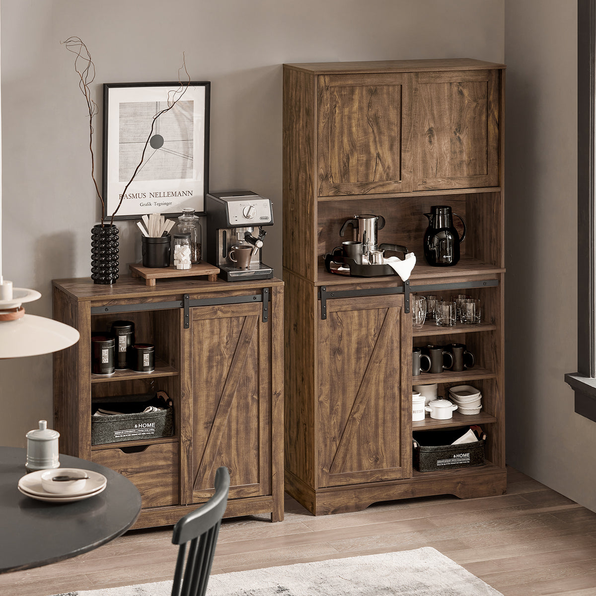 SoBuy FSB83-N, Tall Kitchen Cupboard Microwave Cabinet Living Room Sid ...