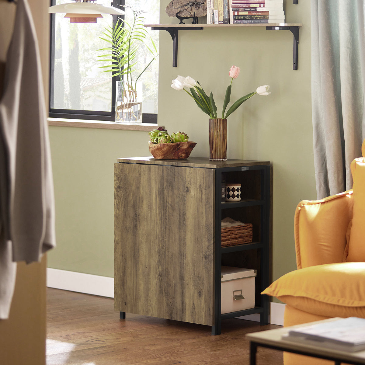 SoBuy FWT62-N, Folding Dining Table with 3 Shelves, Kitchen Dining Roo ...