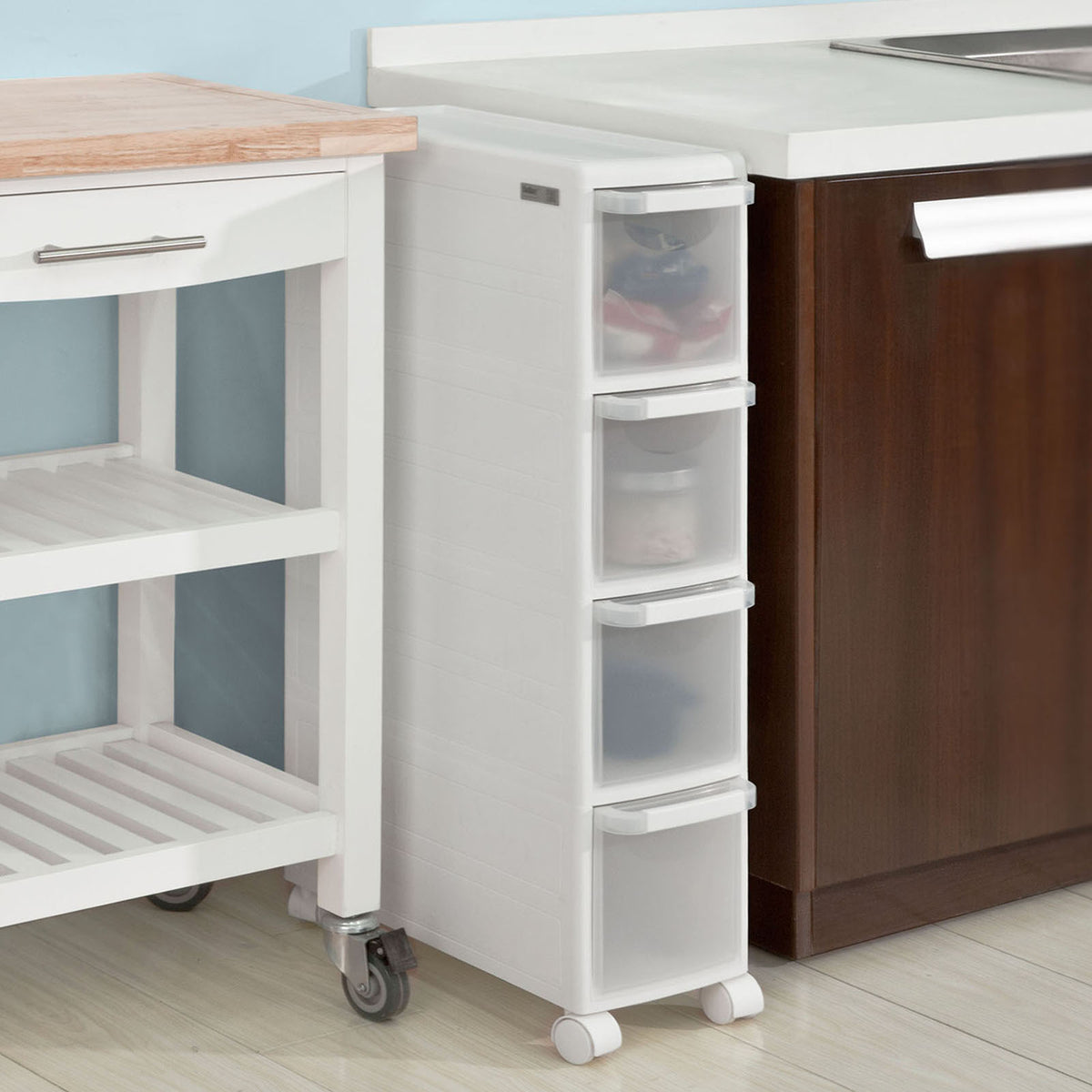 SoBuy FRG41-W, Plastic Storage Drawer Unit on Wheels, Slide Out Cabine ...