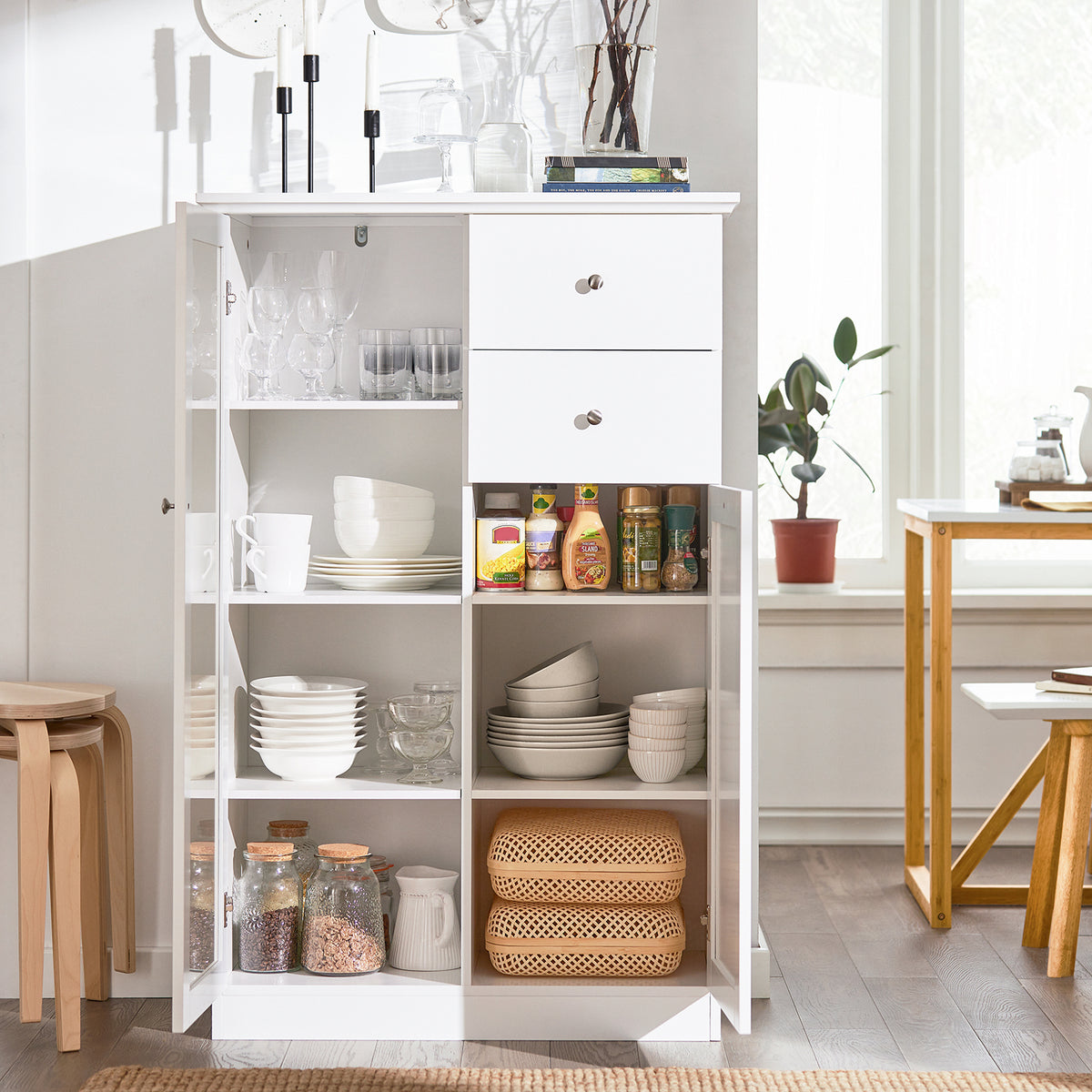 SoBuy FSB32-W, Sideboard with 2 Doors and 2 Drawers, Storage Cabinet C ...