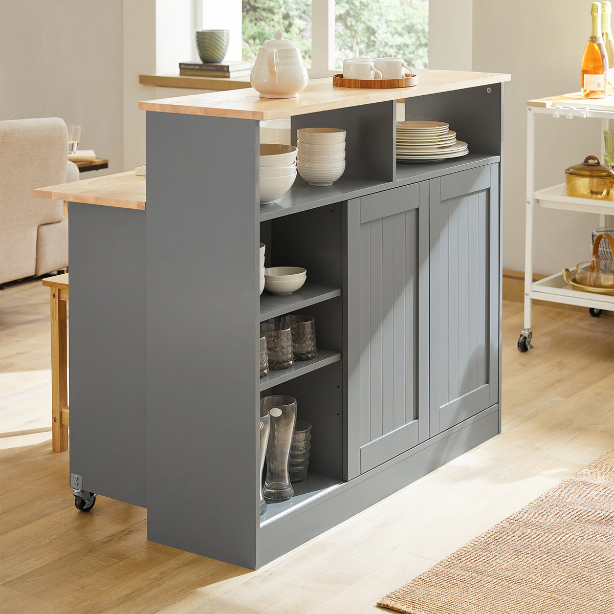 SoBuy FSB36-HG, Kitchen Island Kitchen Dining Room Sideboard Storage C ...