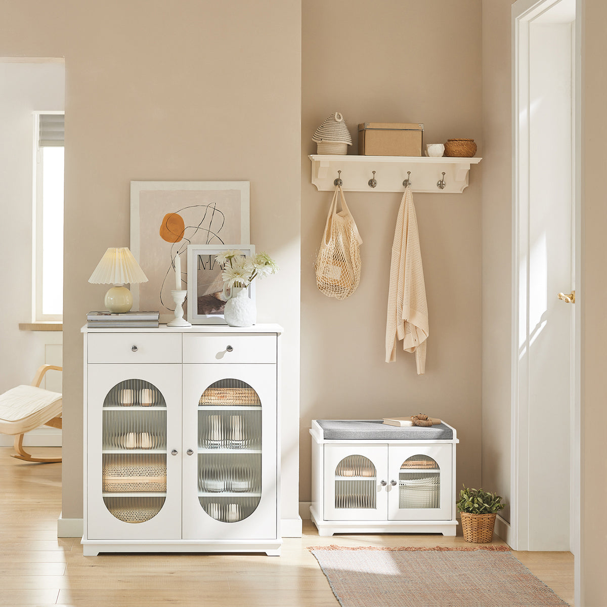 SoBuy FSB68-W, Sideboard Cupboard Storage Cabinet, Hallway Shoe Cabine ...