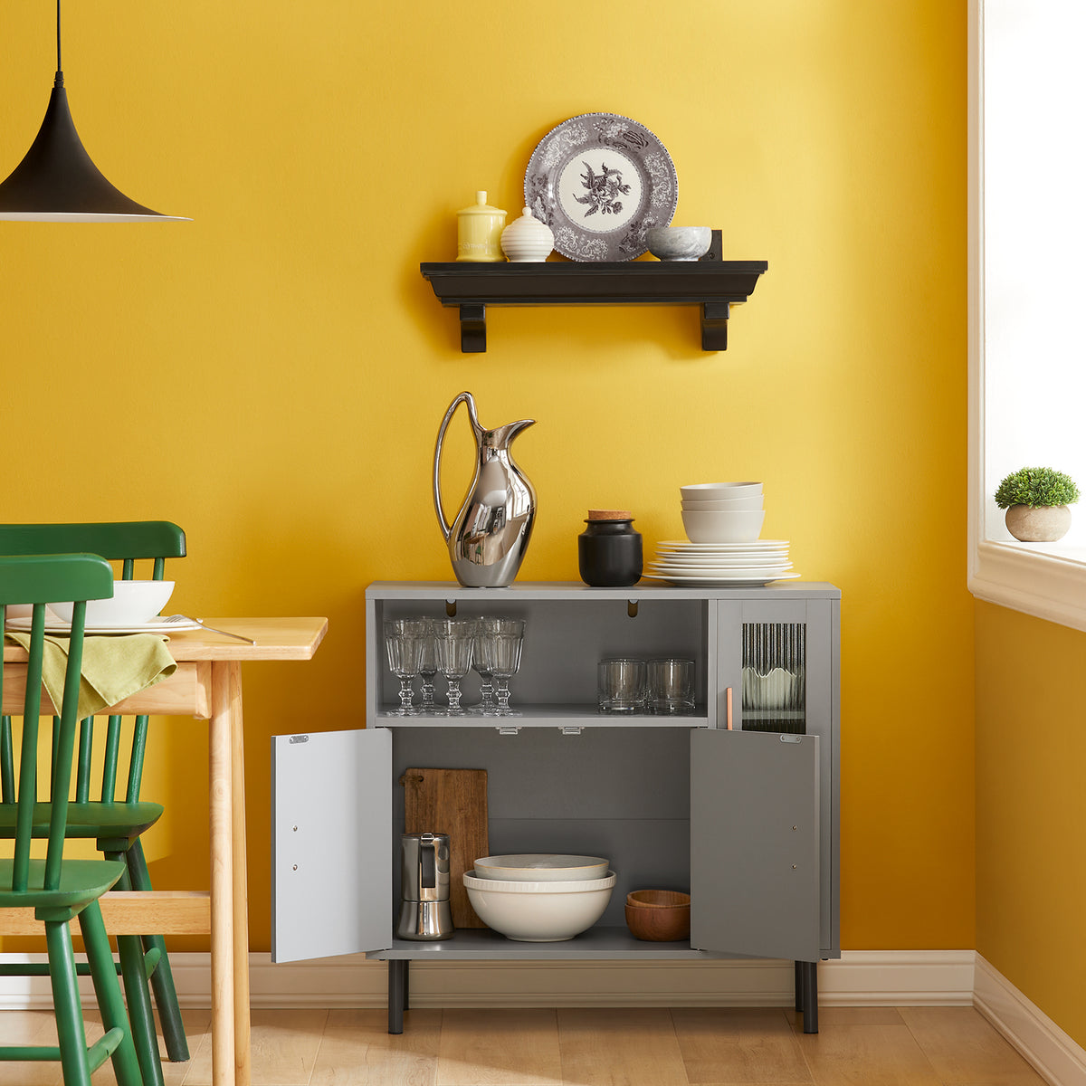 SoBuy FSB82-HG, Sideboard Side Cabinet Microwave Cabinet Storage Cabin ...