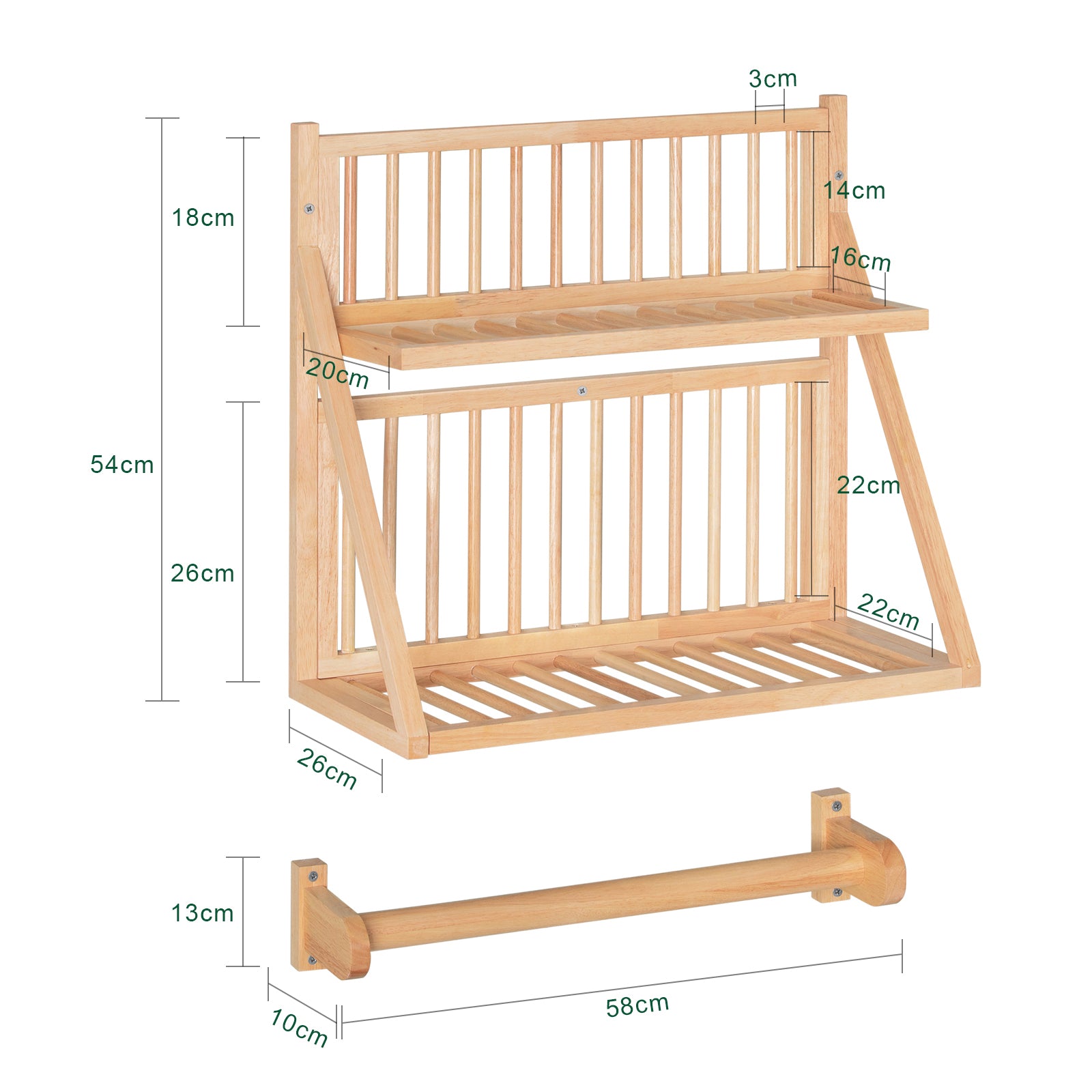 SoBuy KCR11-N, Wall Mounted Kitchen Plate Storage Rack with 2 Shelves ...