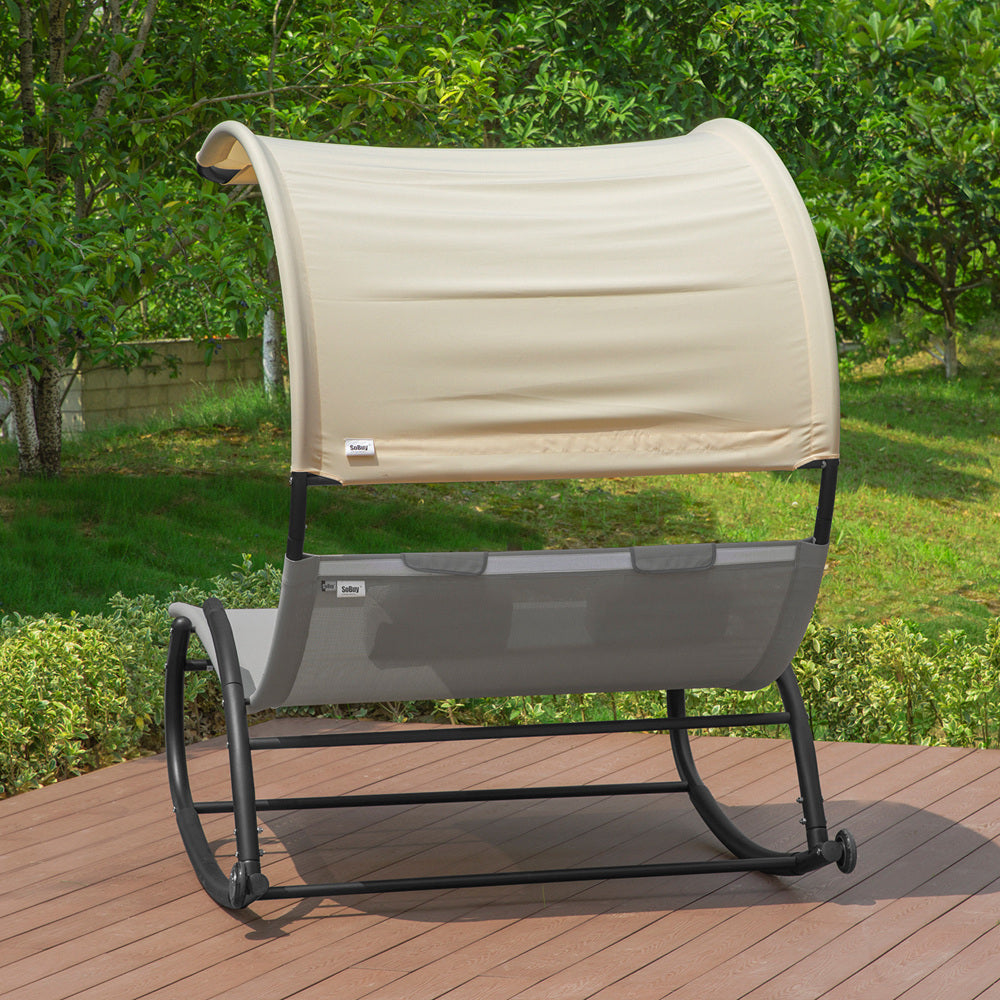 SoBuy OGS50-HG, Outdoor Garden Patio Swing Bed, Rocking Sun Lounger, S ...
